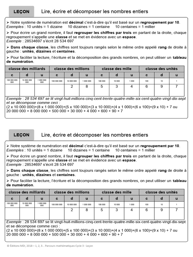 Décomposition des Nombres Entiers | PDF | Décimal | Nombre