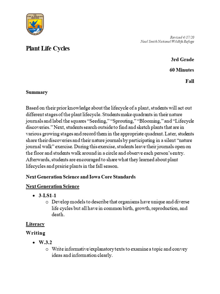 3rd Grade Plant Life Cycles 508 | PDF | Flowers | Pollination