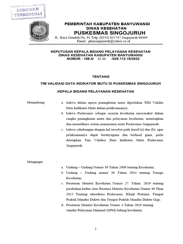 SK Tim Validasi | PDF