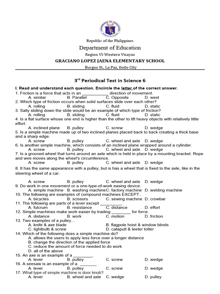 3rd Periodical Test: Science 6 Exam | PDF | Weight | Force