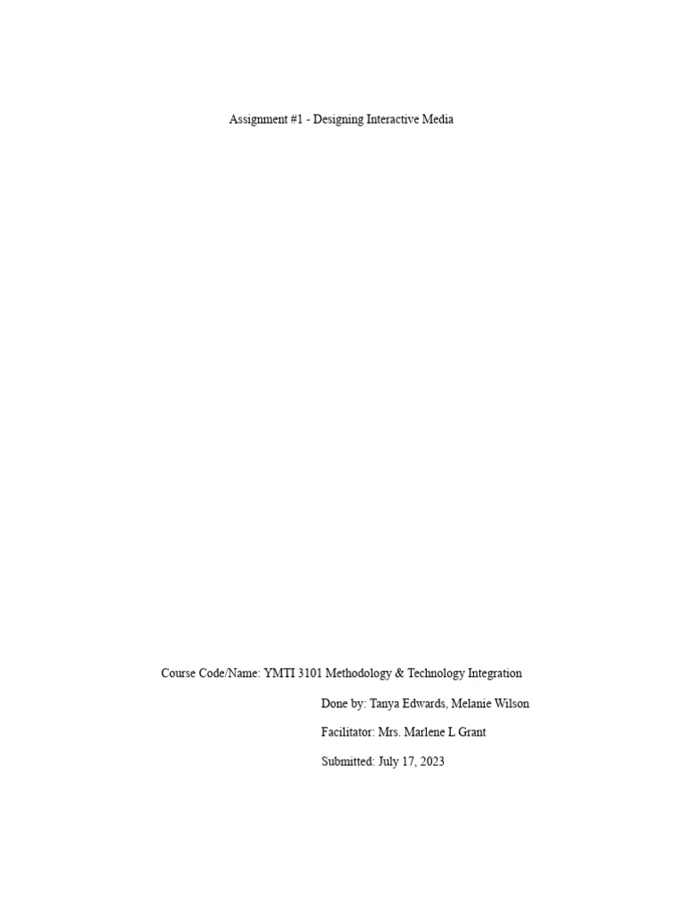 Assignment #1 - Designing Interactive Media | PDF | Cognitive Science | Human Communication