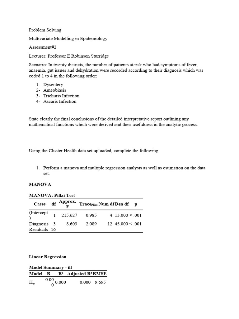 Assessment 2 Multivariate Modelling In Epidemiology Pdf