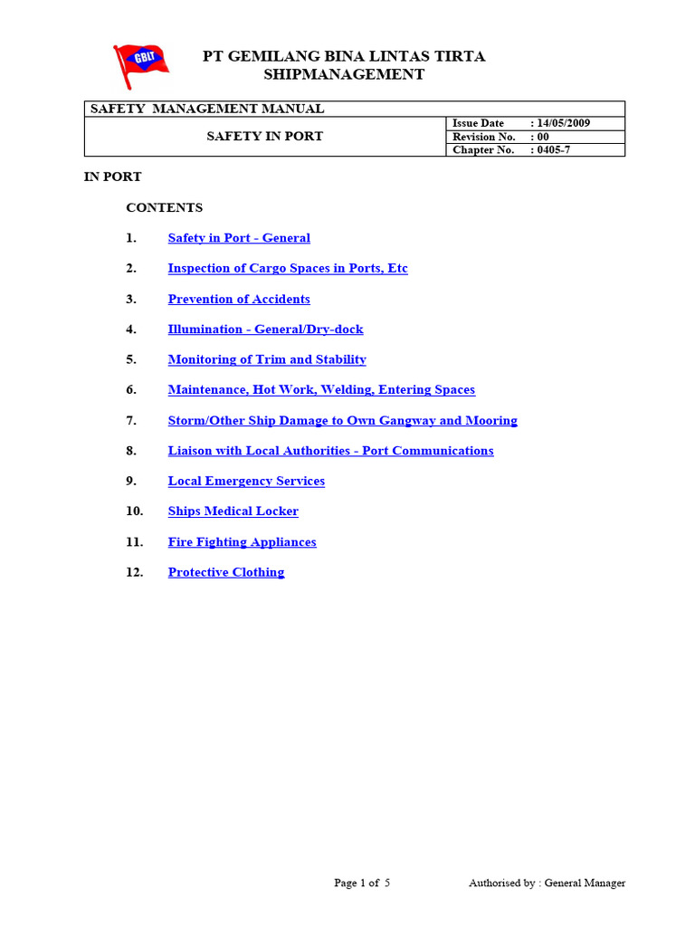 0405-7 Safety in Port | PDF | Safety | Ships