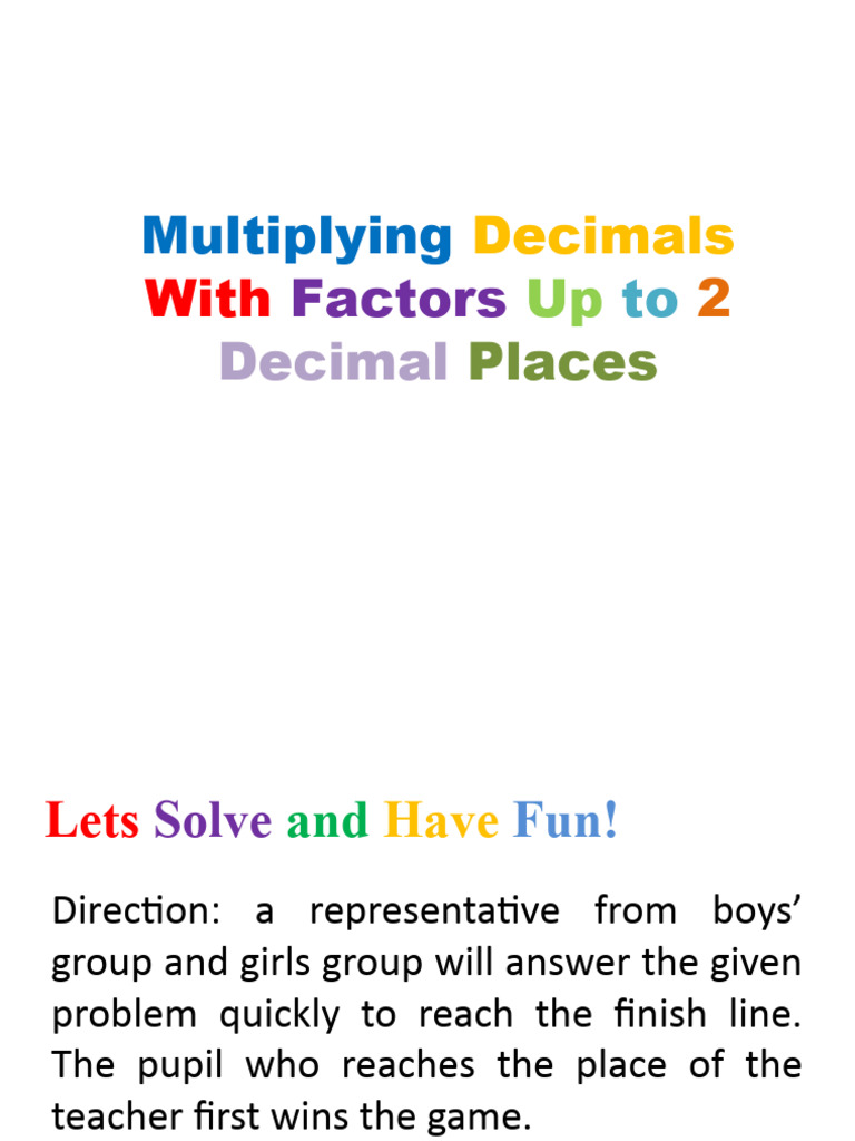 Multiplying Decimals With Factors Up To 2 Decimal Places | PDF ...