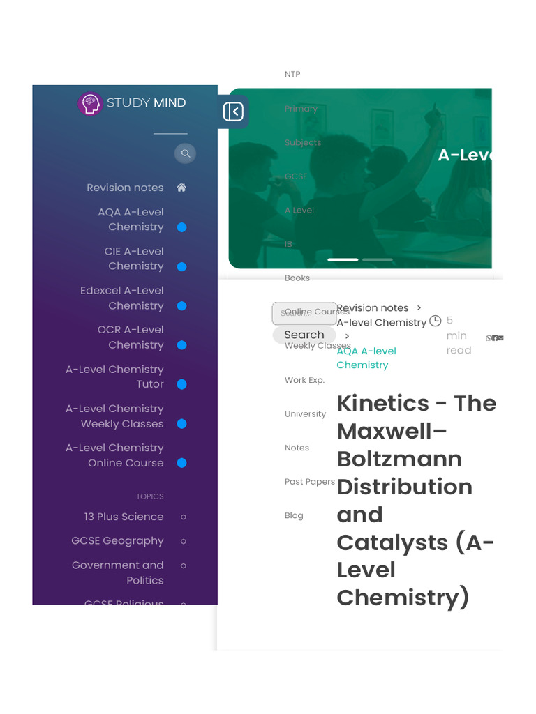 Kinetics - The Maxwell-Boltzmann Distribution and Catalysts (A-Level ...