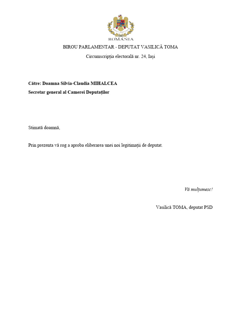 INTREBARE 1 - Dep. V.Toma - 4.09.2023 | PDF