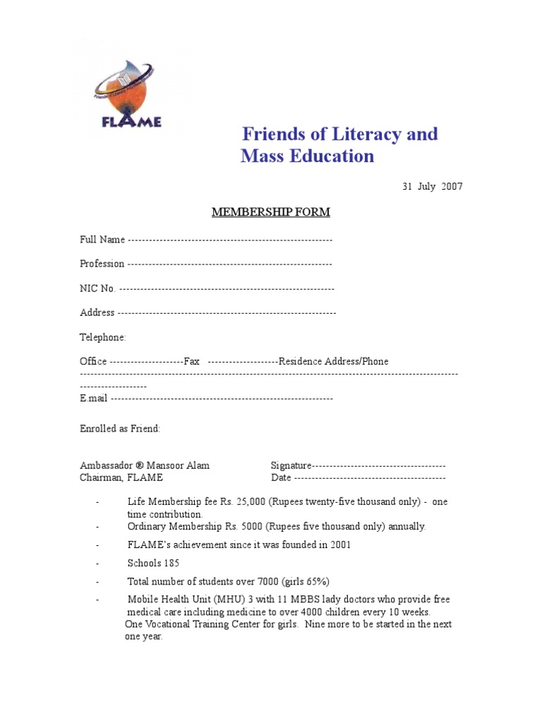 Word Files Membership Form | PDF