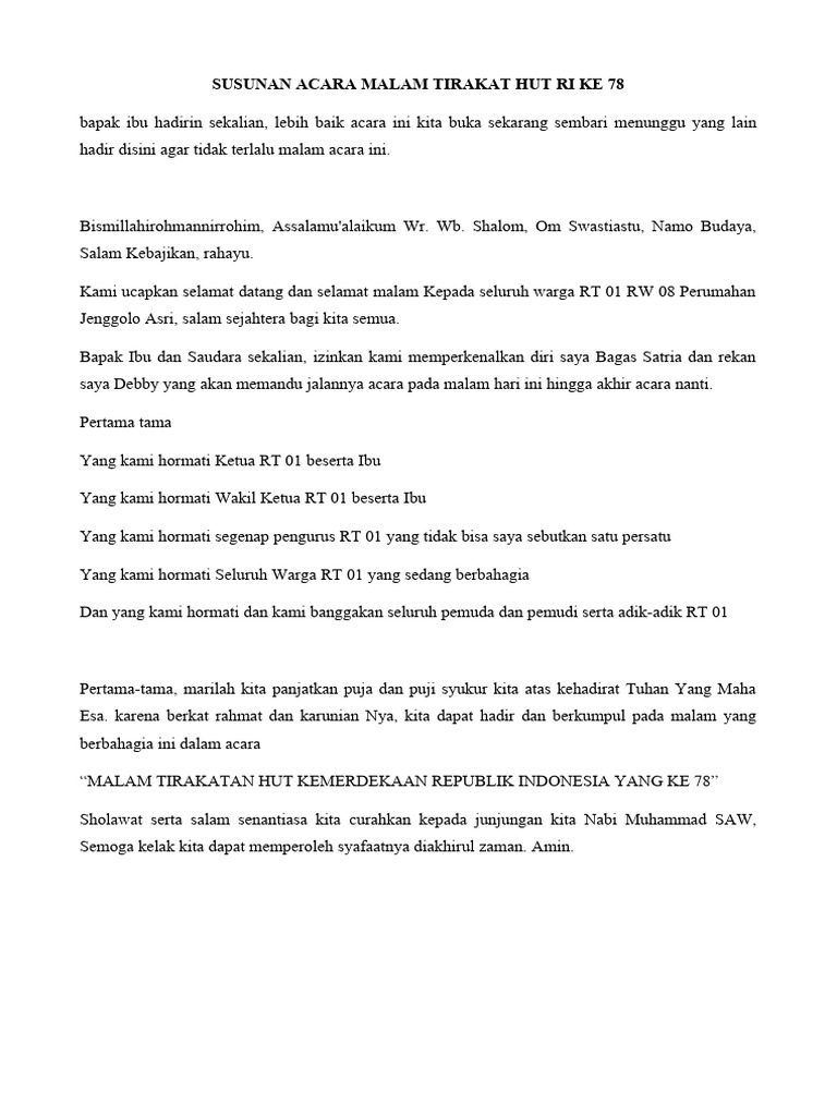 Teks MC 17 Agustus-1 | PDF | Seni