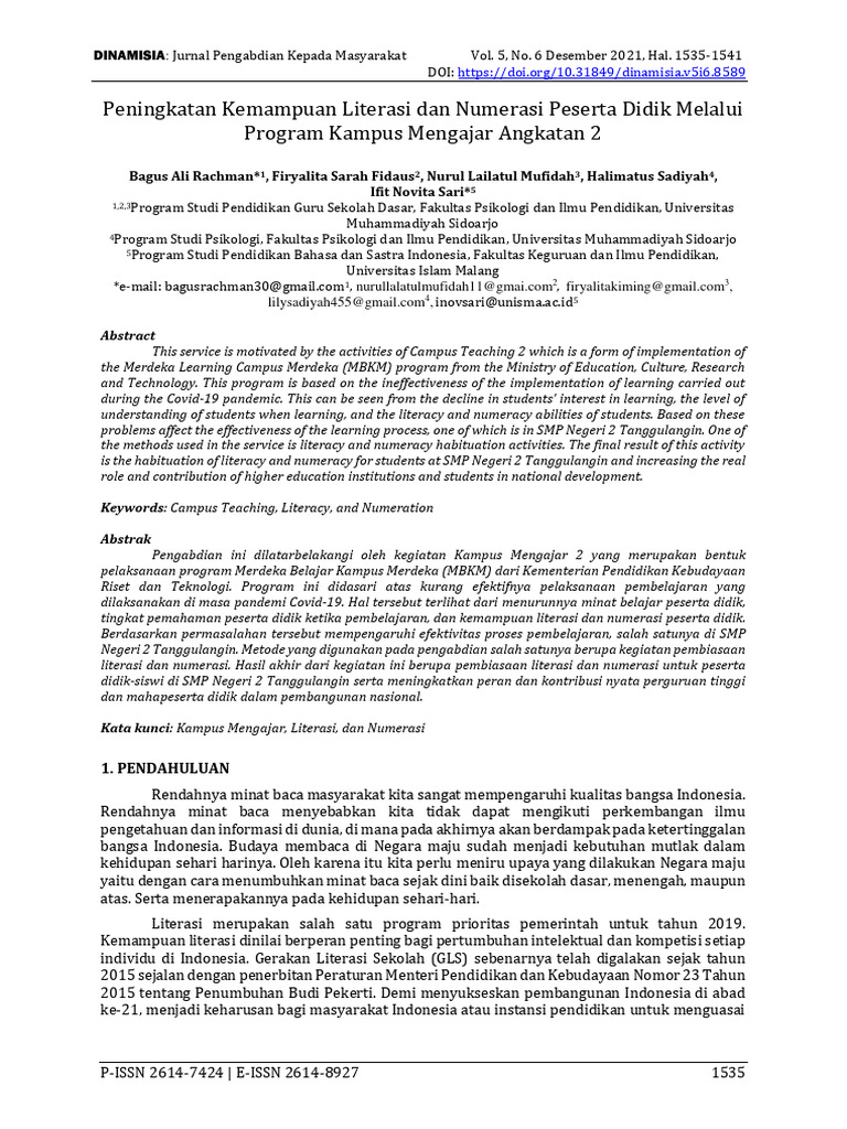 Peningkatan Kemampuan Literasi Dan Numerasi Pesert | PDF