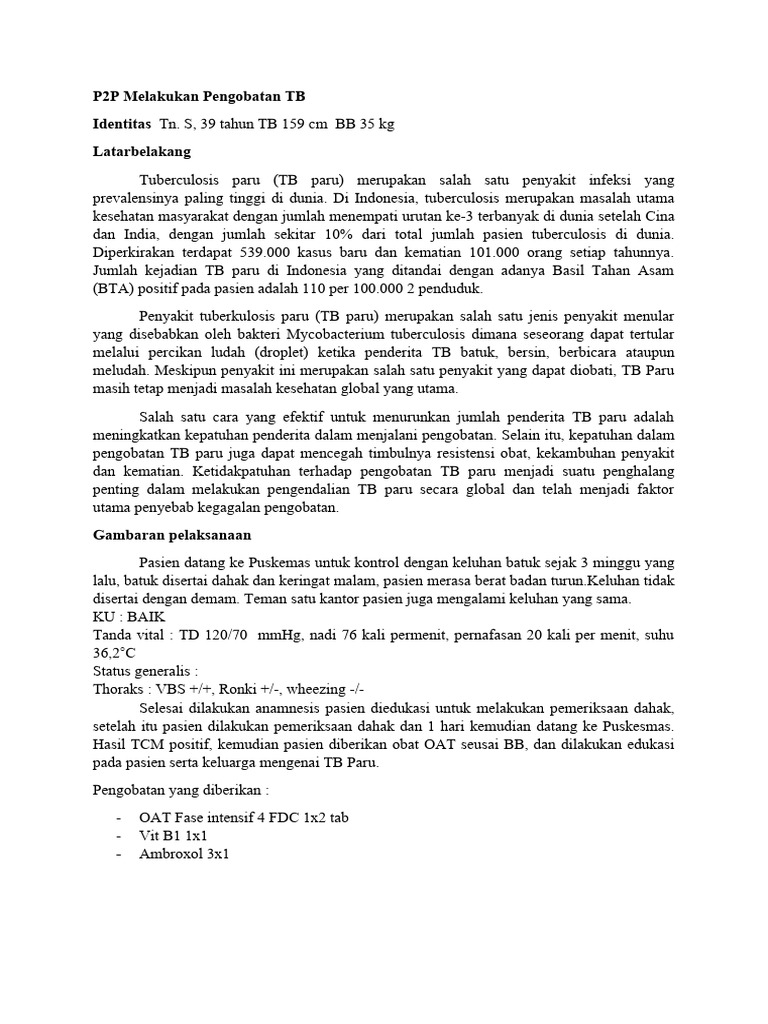 P2P Melakukan Pengobatan TB | PDF
