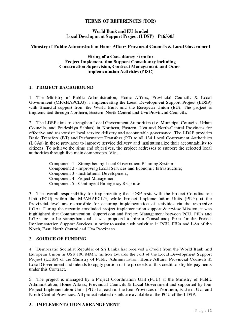 Revised ToR For The Consultancy Firm 01.09.2023 | PDF | Consultant ...