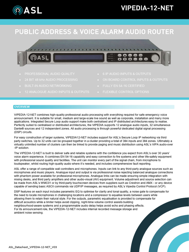 VIPEDIA 12 NET Datasheet | PDF | Microphone | Digital Audio