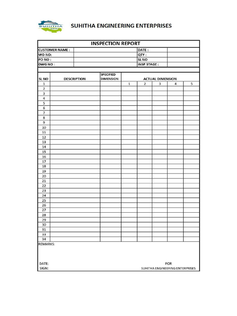 Internal Inspection Report | PDF