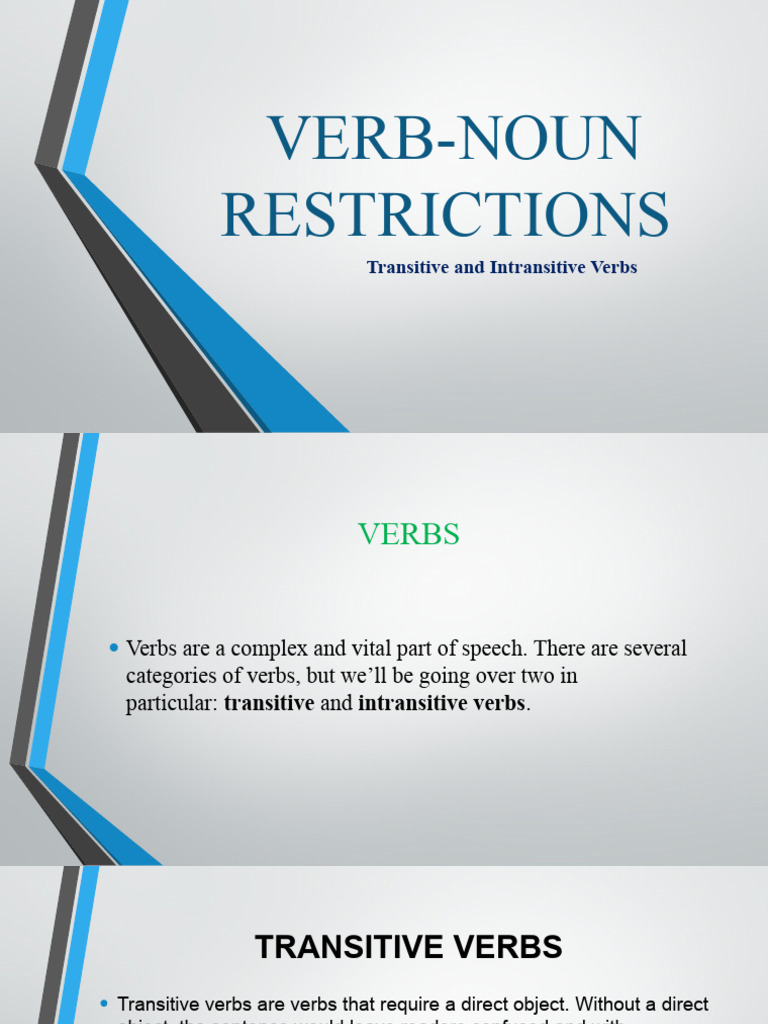 Transitive vs Intransitive Verbs Explained | PDF | Verb | Object (Grammar)