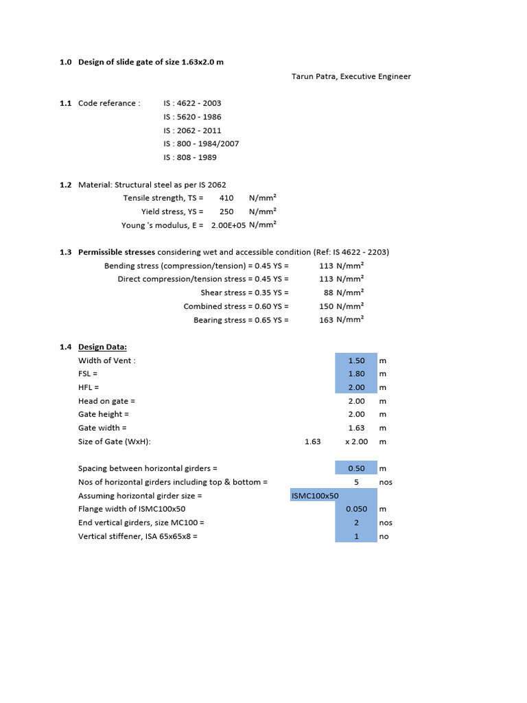 Sliding Gate Design Specifications | PDF | Stress (Mechanics) | Bending