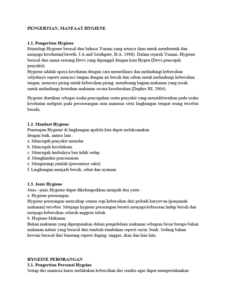 Pentingnya Hygiene Pribadi dan Lingkungan | PDF