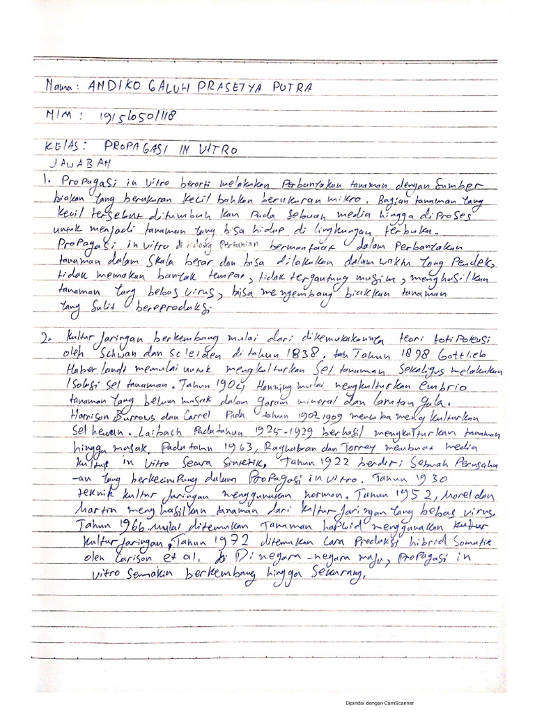 Andiko Galuh Prasetya Putra - 191510501118 - Tugas TM Propagasi in Vitro A | PDF