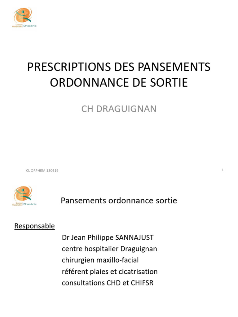 Pansements en Ordonnance de Sortie DR C. Labat | PDF