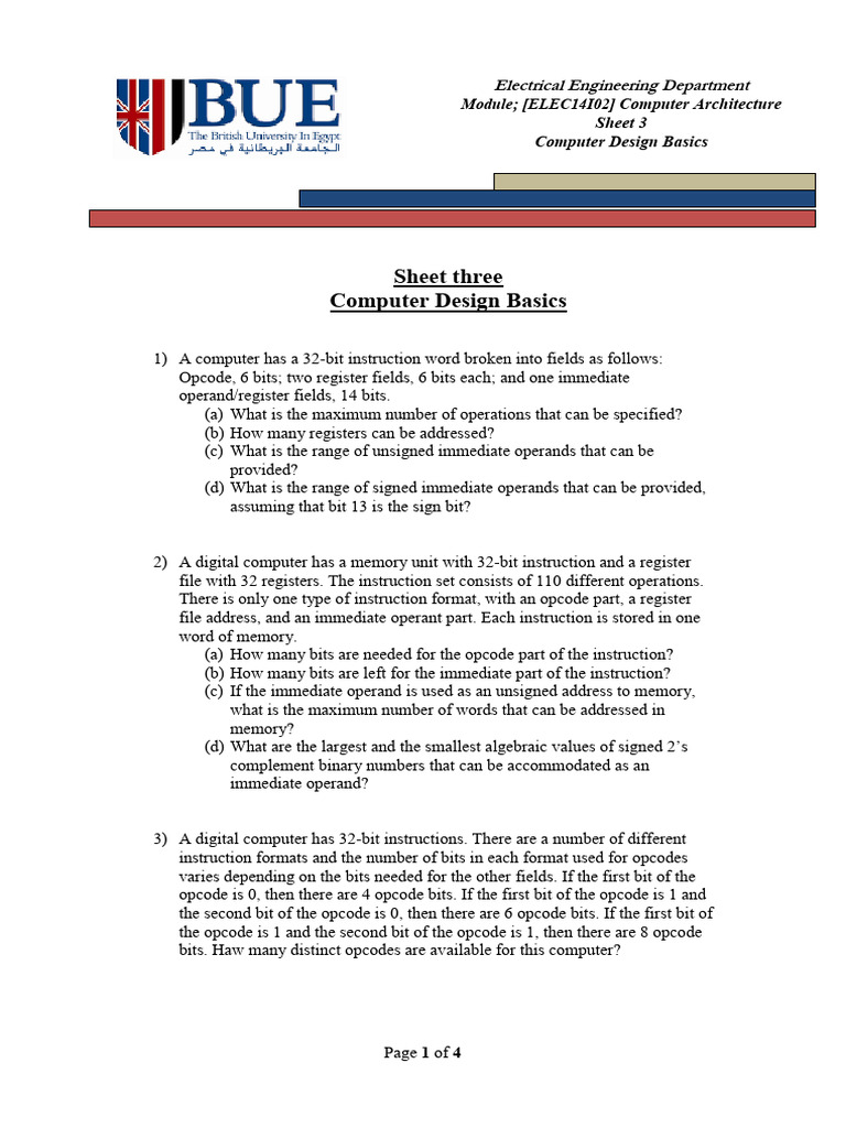 Sheet Three | PDF | Bit | Digital Electronics
