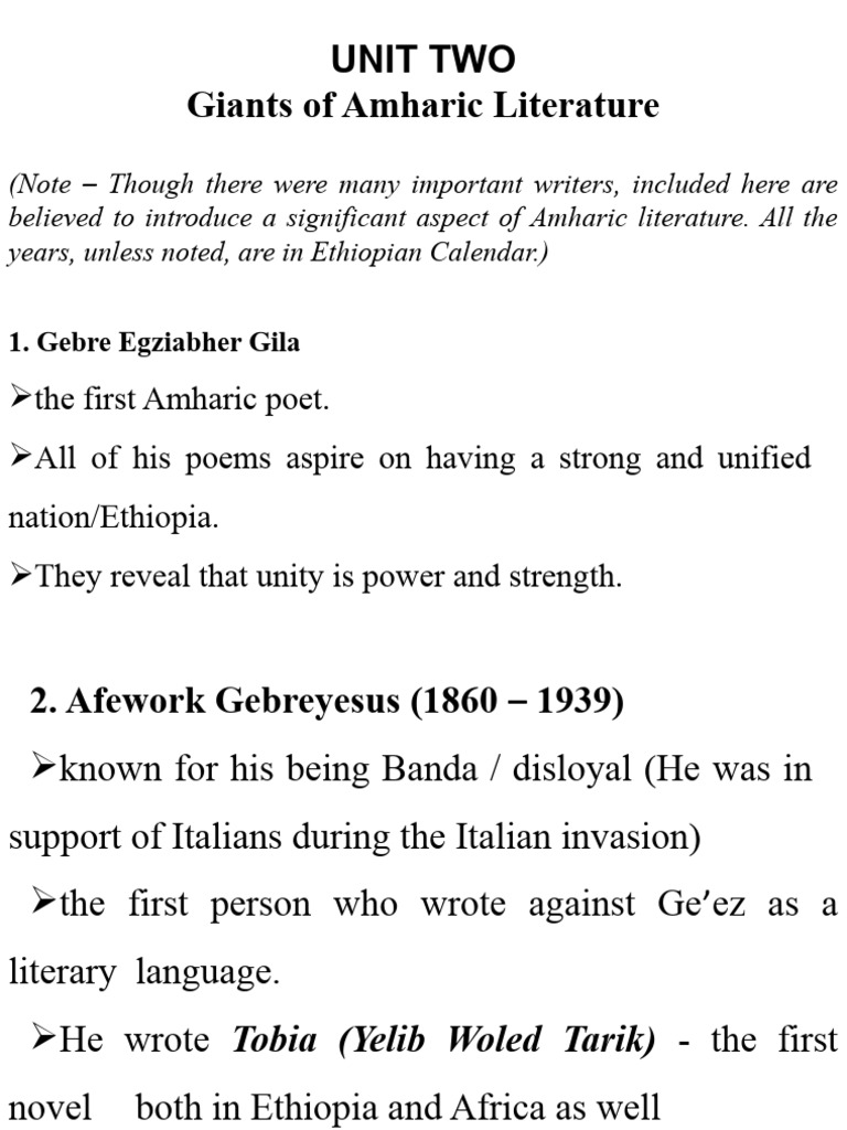 Ethiopian Literature Unit Two | PDF | Poetry | Ethiopia