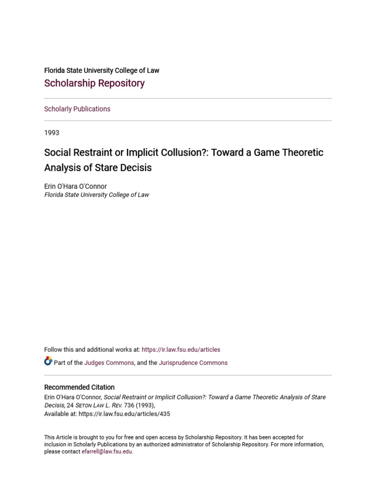 Social Restraint or Implicit Collusion - Toward A Game Theoretic | PDF | Applied Philosophy ...
