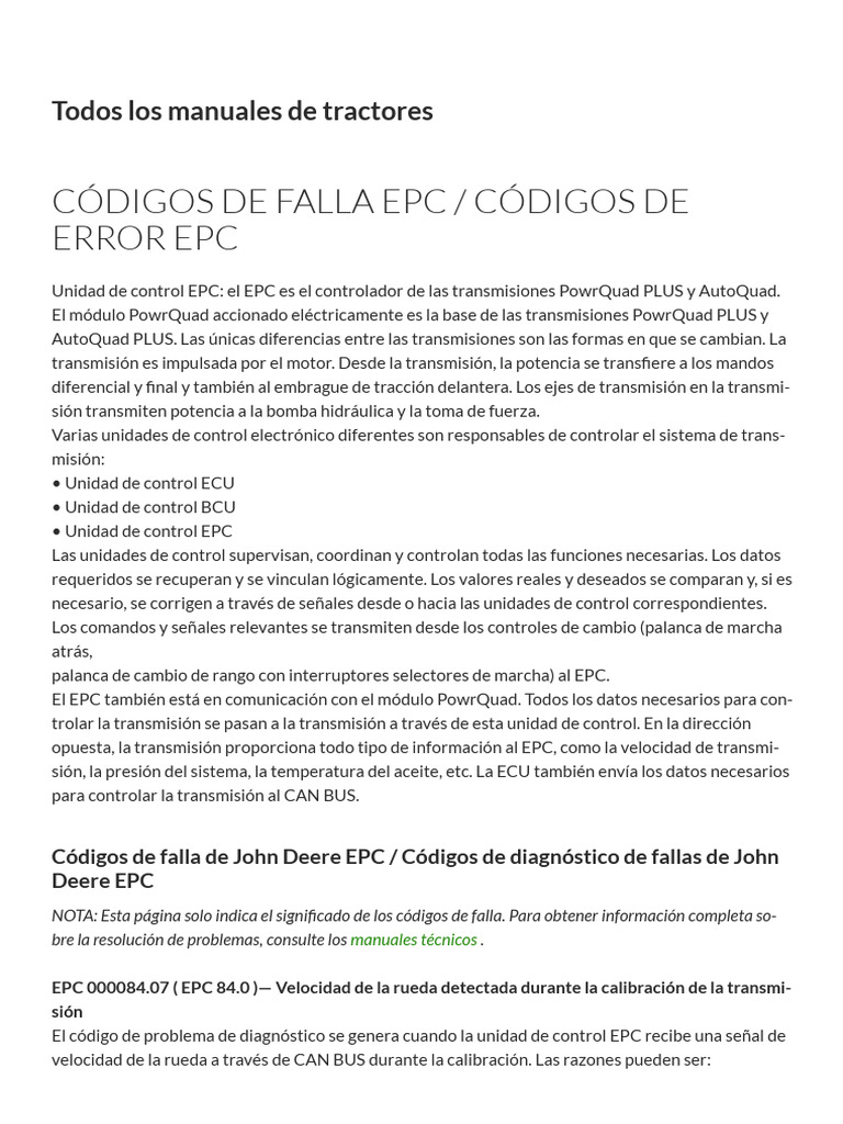CÓDIGOS DE FALLA EPC - CÓDIGOS DE ERROR EPC - Todos Los Manuales de ...