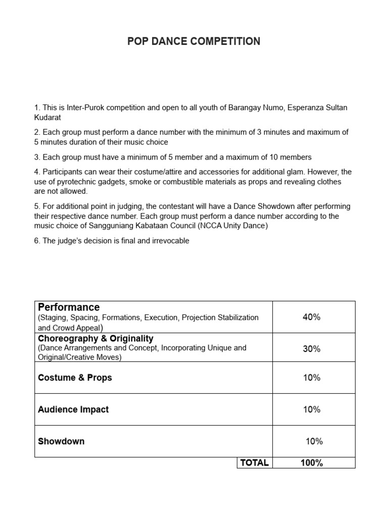 CRITERIA | PDF | Entertainment | Performing Arts