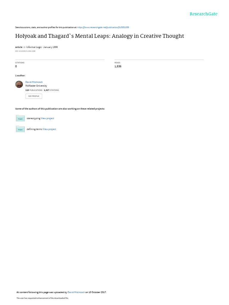 Holyoak and Thagards Mental Leaps Analogy in Creat | PDF