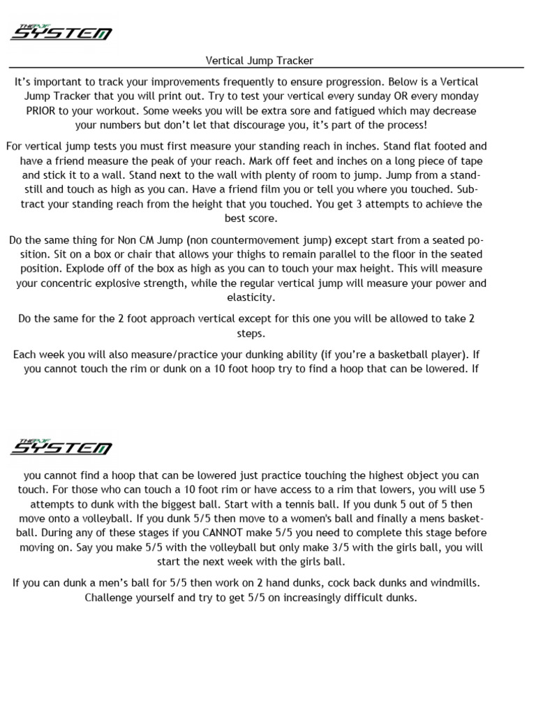 Vertical Jump Progress Tracker | PDF | Volleyball | Athletic Sports