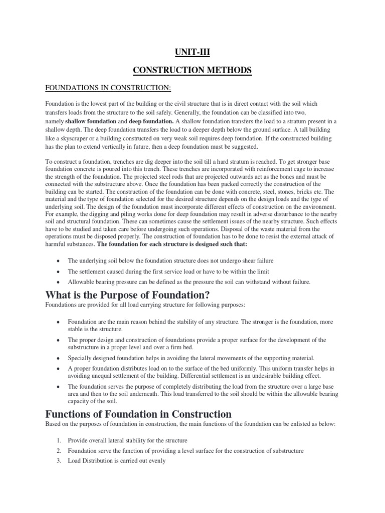 Unit 3 | PDF | Deep Foundation | Foundation (Engineering)