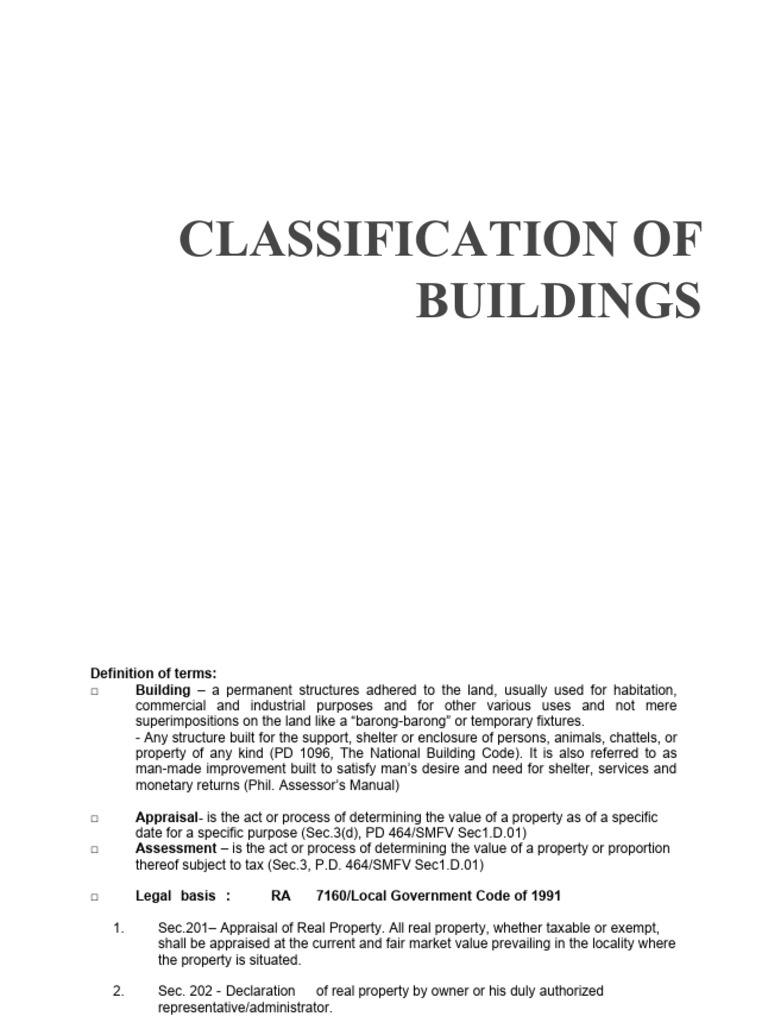 Classification of Building Final | PDF | Building | Property