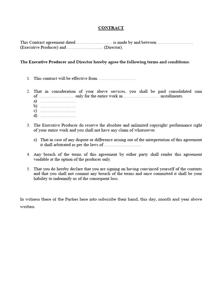 Director Contract Agreement | PDF