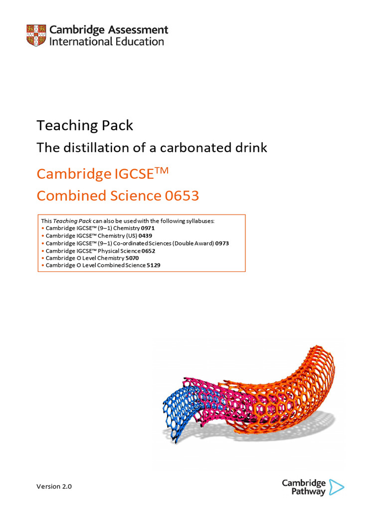 Teaching Pack, The Distillation of A Carbonated Drink Cambridge IGCSE ...