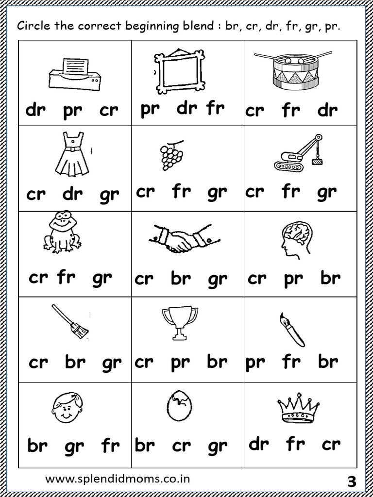 BR CR DR FR GR PR Blending Activity Sheet - 3 | PDF