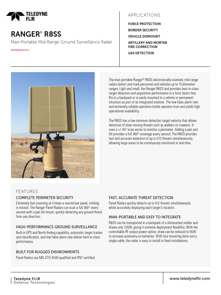 Ranger R8SS Datasheet | PDF | Radar | Unmanned Aerial Vehicle