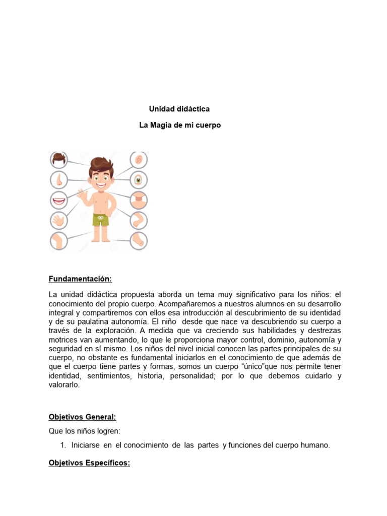 Unidad-Didactica - La Magia de Mi Cuerpo | PDF
