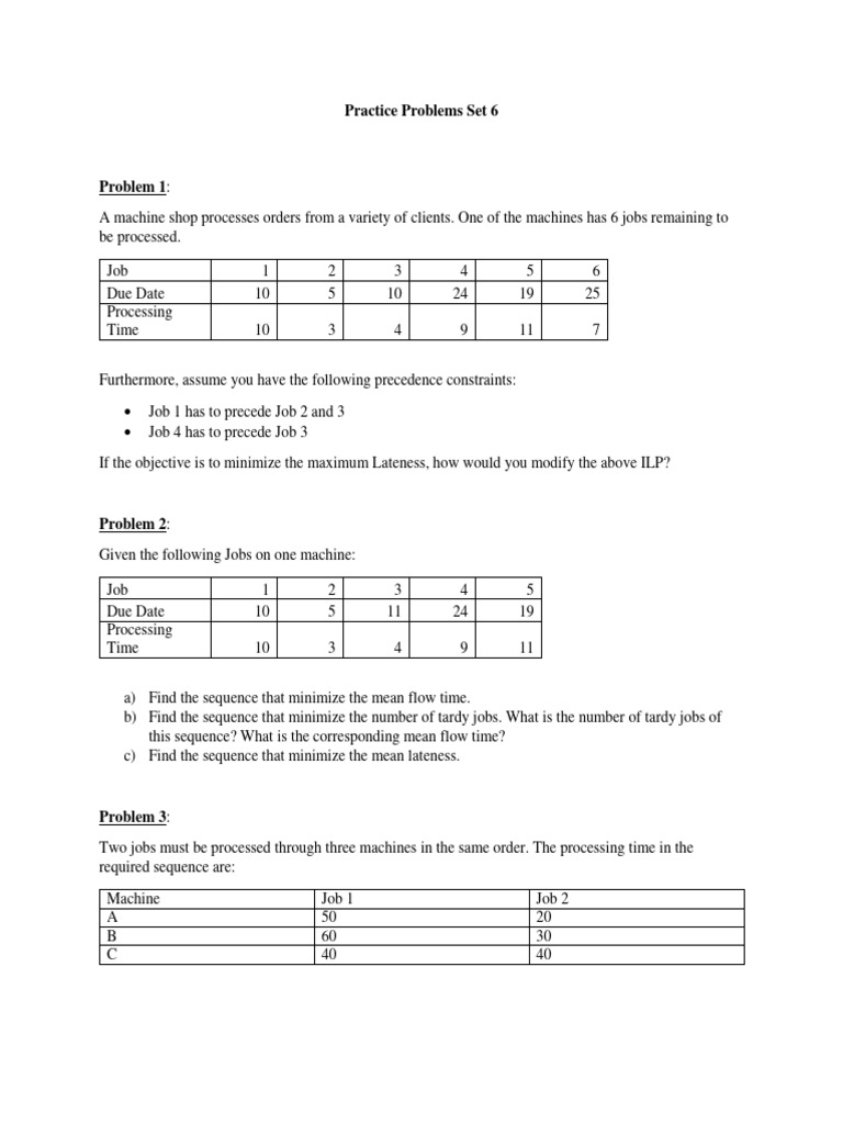 Practice Problems Set 6 Instructions | PDF