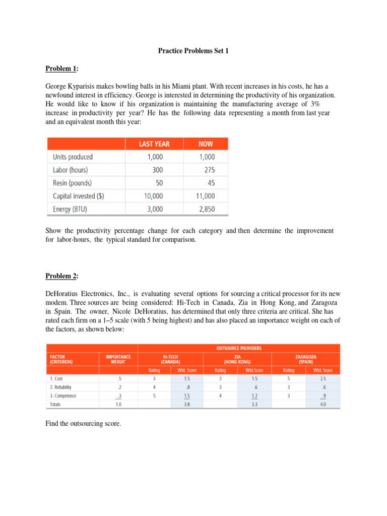 Practice Problems Set1 Instructions | PDF | Business