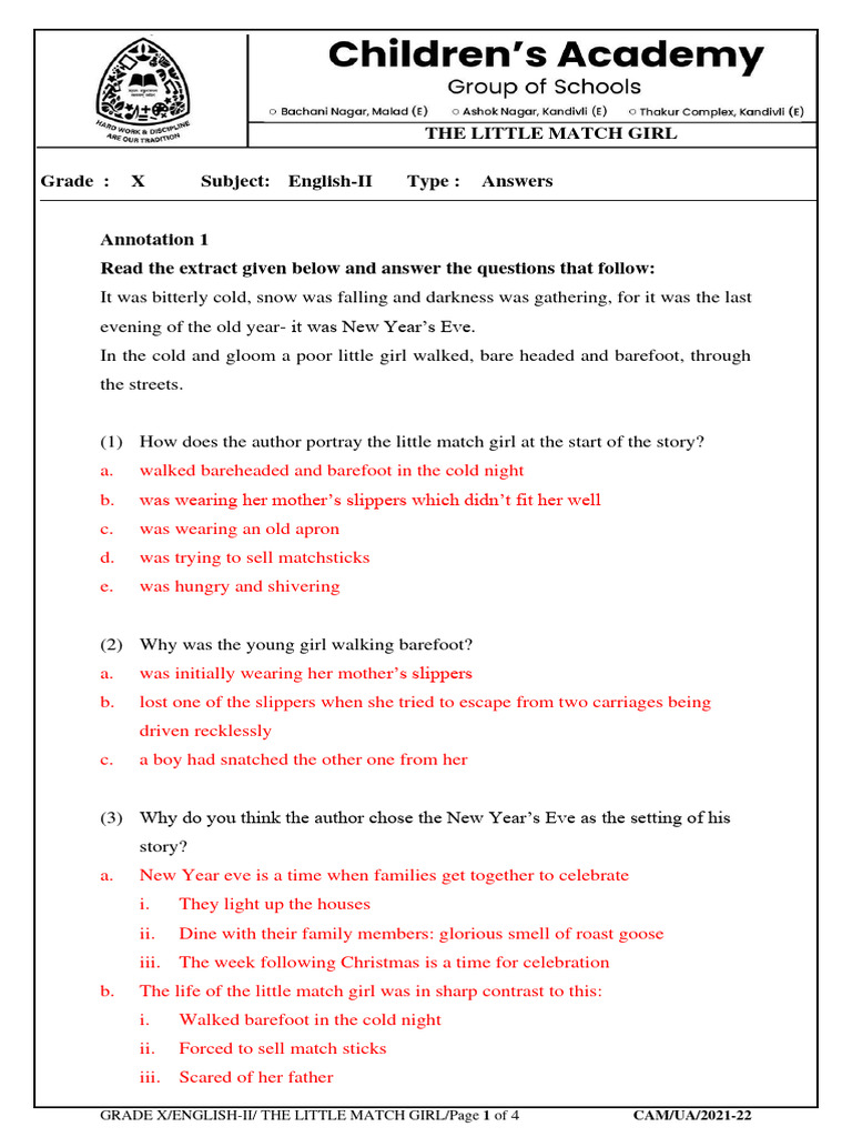 The Little Match Girl: Analysis & Insights | PDF | General Fiction