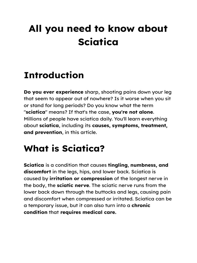 All You Need To Know About Sciatica | PDF | Low Back Pain | Medical Specialties