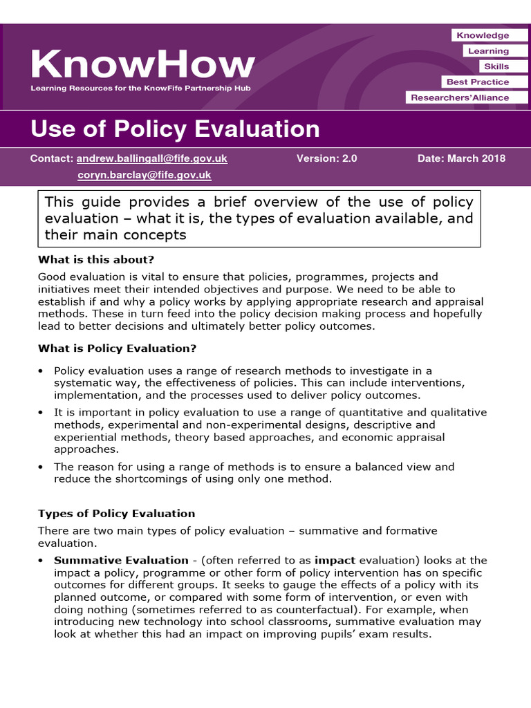 KnowHow Policy Evaluation | PDF | Evaluation | Policy