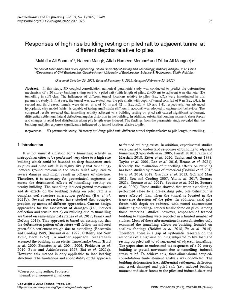 Responses of High-Rise Building Resting On Piled Raft To Adjacent ...