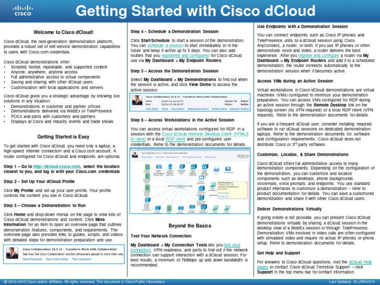 Getting Started With Cisco DCloud | PDF | I Cloud | Virtual Machine