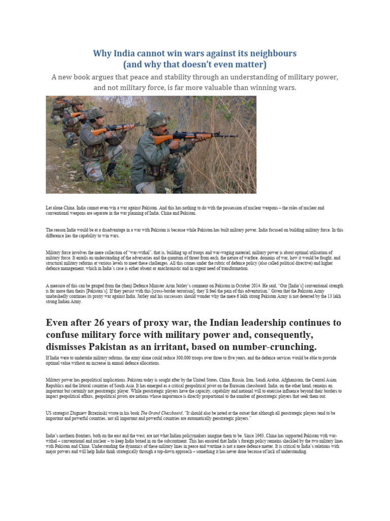 Why India Cannot Win Wars Against Its Neighbours | PDF | Geopolitics ...