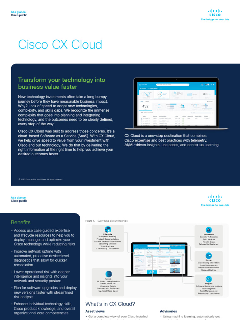 Cisco CX Cloud at A Glance | Download Free PDF | Cloud Computing | Computing