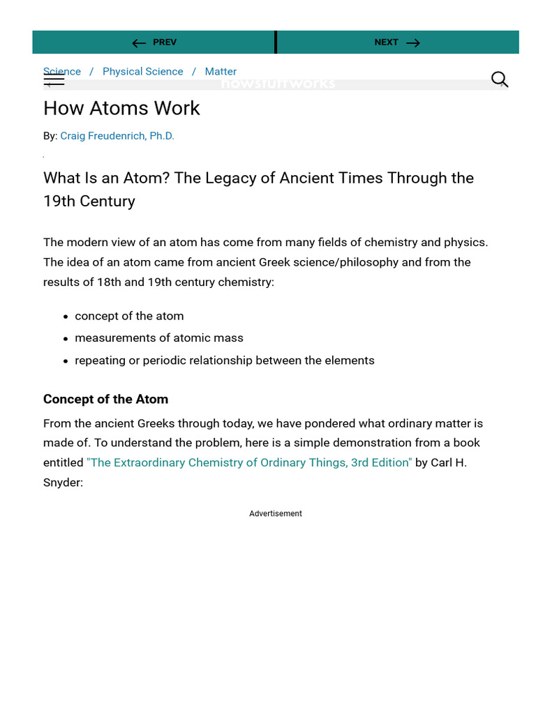 Science Howstuffworks Com Atom1 HTM | PDF | Chemistry | Atoms