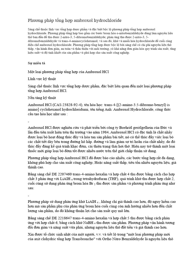Phương Pháp T NG H P Ambroxol Hydrochloride | PDF