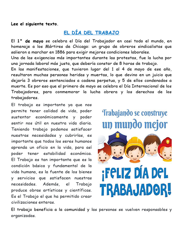 D3 A3 FICHA PS. Día Del Trabajo | PDF | Relaciones personales, crianza ...