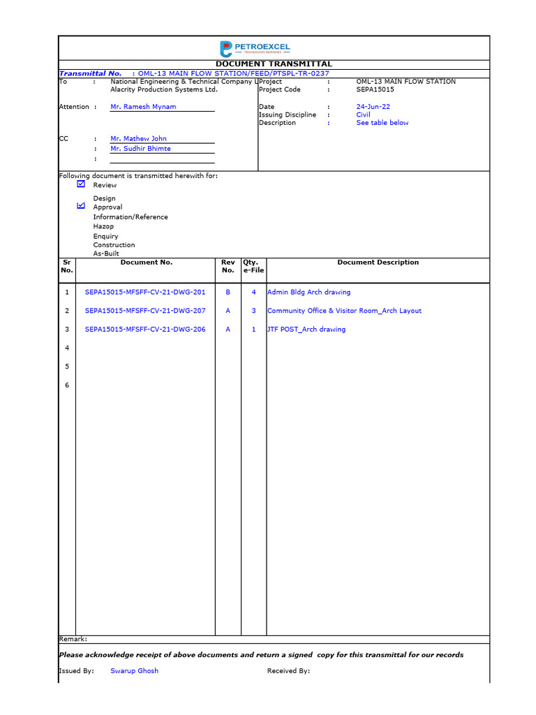 Oml 13 Main Flow Station Feed PTSPL TR 0237 | PDF