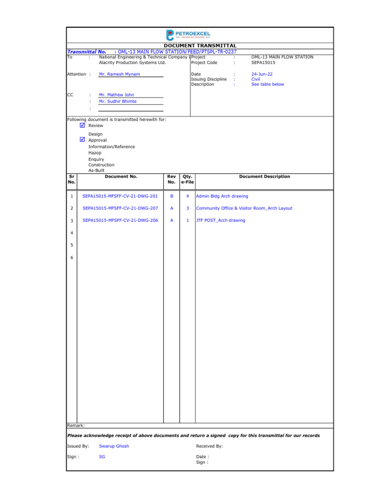 Oml-13 Main Flow Station-Feed-Ptspl-Tr-0237 | PDF
